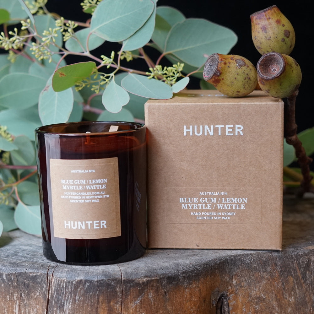 Hunter Candle Blue gum/ Lemon Myrtle/ Wattle – Fleur de Flo